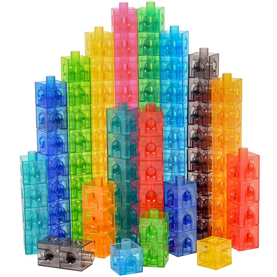 edxeducation Translucent Linking Cubes - Construction Toy for Early Math - Set of 100 - 0.8 Inch - Light Table Toy - Elementary + Preschool Learning