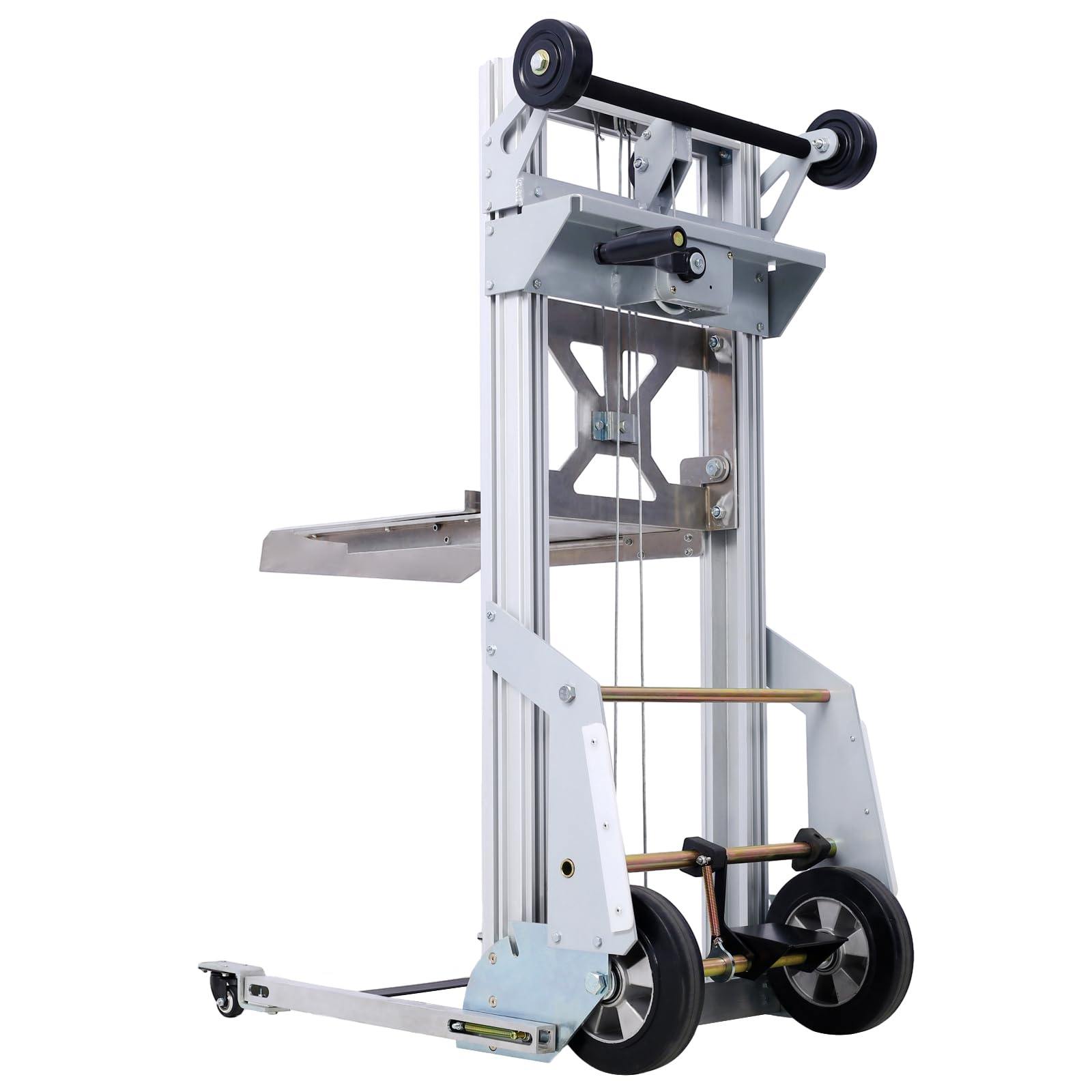 Aluminum Portable Load Lifter with Wheels, Capacity Hand Winch Lift Truck for Warehouse Material Handling, Cabinet Lift, 200 Lb.Capacity Silver