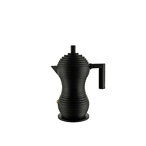 Alessi MDL02/3 BB Pulcina Stovetop Espresso Maker Black, 3-Cup
