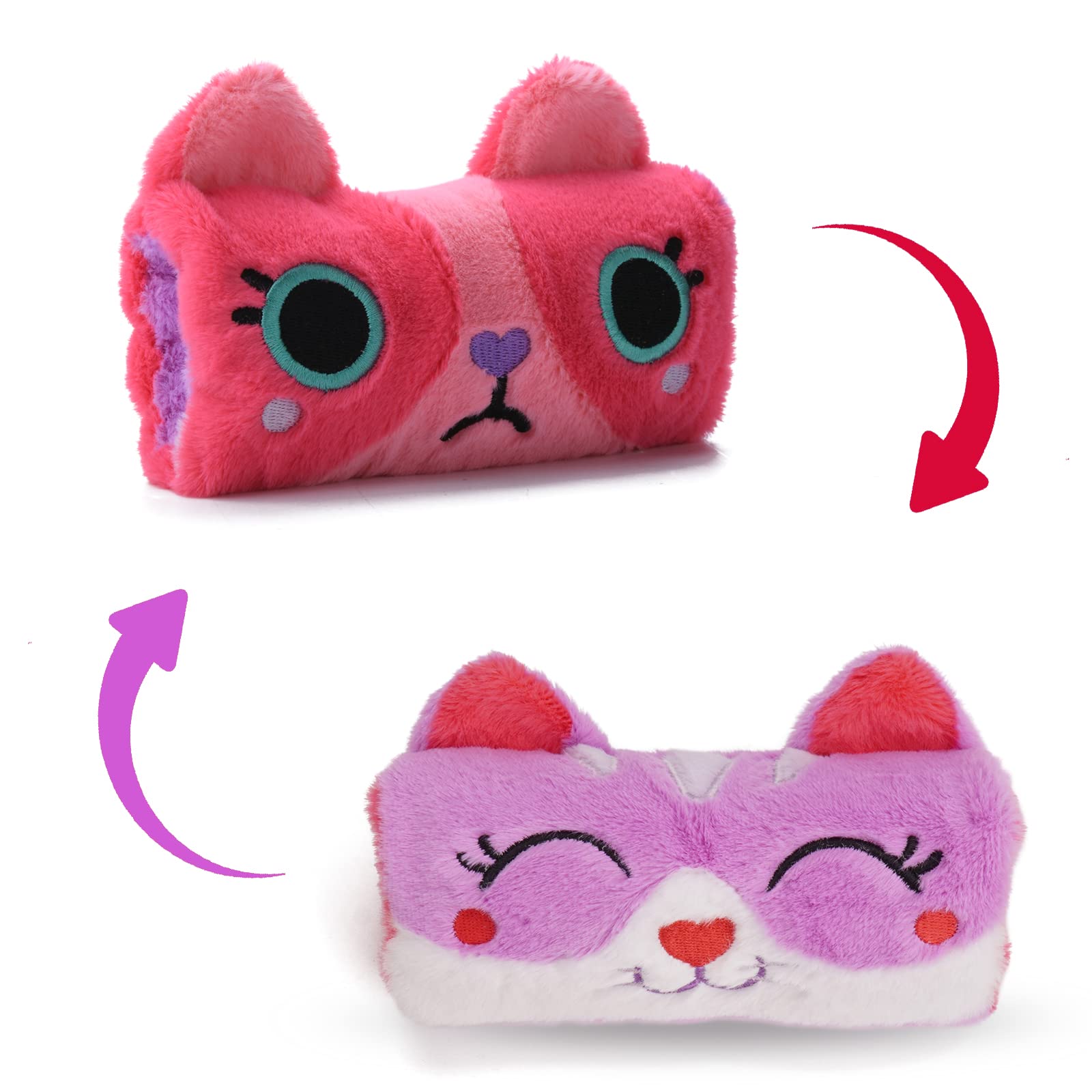 EASYLEISURE Reversible Plushie Cat Stuffed with Water Wiggler Sensory Fidget Stress Relief Water Snake Toy flip Plush Double Sided with Moods Smile and Sad