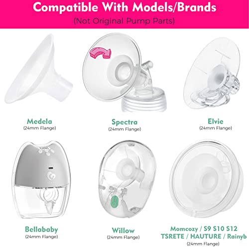 Durceler 21mm Silicone Flange Inserts Compatible with Medela/for Spectra S1 S2 / Elvie/Willow go/Momcozy S12/ TSRETE 24mm Breast Pump Shields or Freemie 25mm; Reduce Nipple Tunnel Down to 21mm