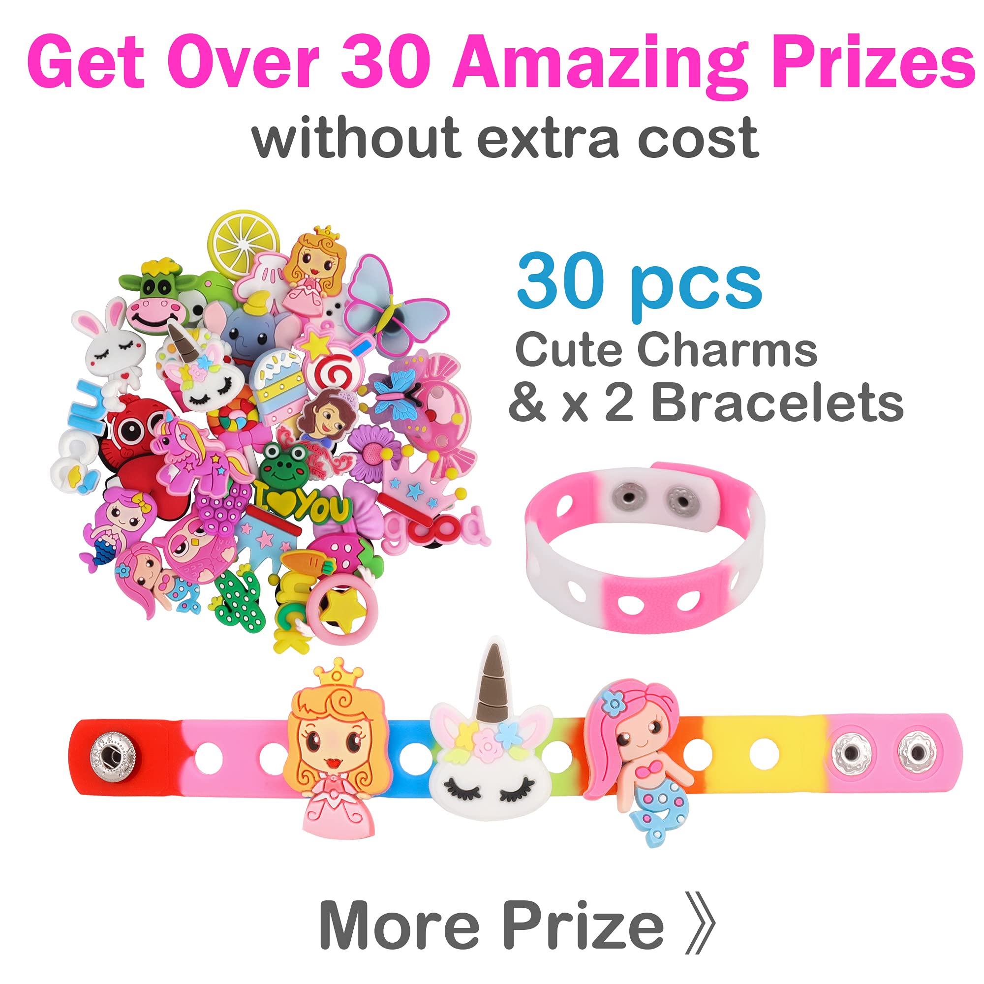 GcFoir Arcade Claw Machine Candy Crane Game Toy for Kids with Prizes Set - 50 Mini Toys Refill Prizes for Birthday (Pink)