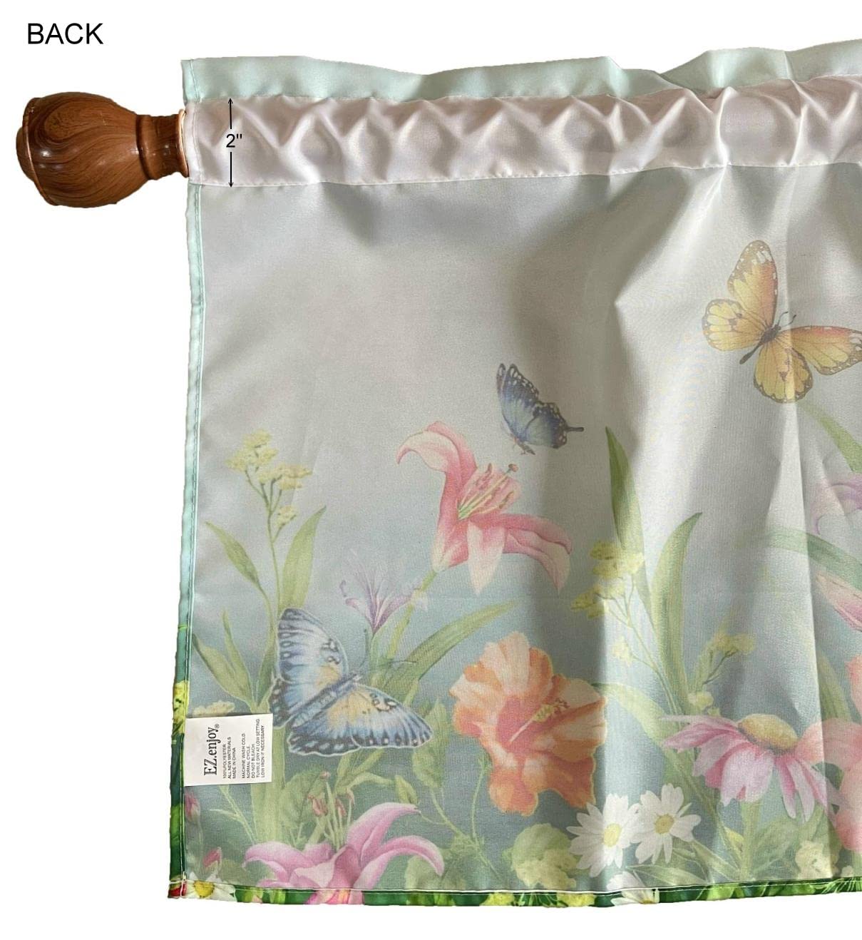 Garden Butterflies Flowers Window Curtain Valance for Spring Summer Everyday Rod Pocket 58 X 18 Inches