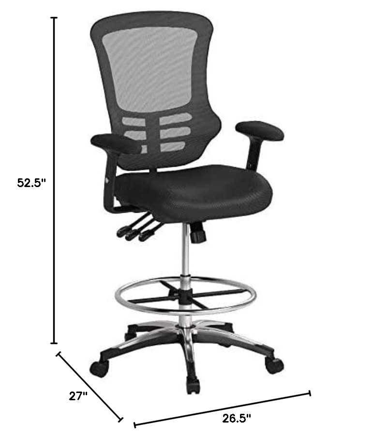 Modway Calibrate Mesh Drafting - Reception Desk Chair - Tall Office Chair in Black