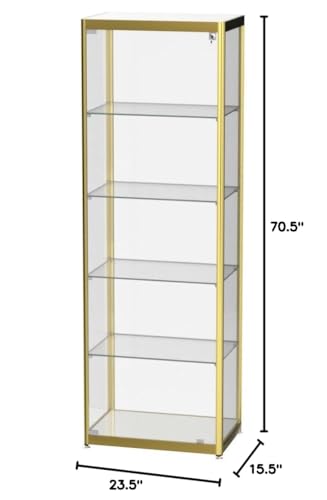 Displays2go Illuminated Tempered Glass Showcases – Gold (DCKDMT24G)