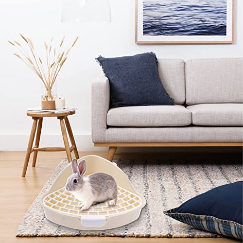 Triangle Potty Trainer Corner Litter Bedding Box Pet Pan for Small Animal/Rabbit/Guinea Pig/galesaur/Hamster/Ferret(White)(9.64"x6.89"x4")