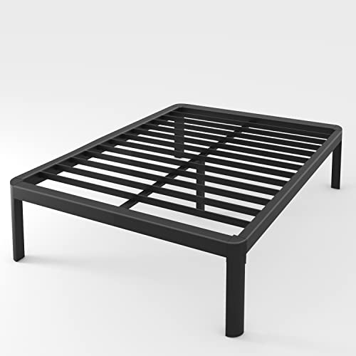 Yitong Angel 18 Inch Queen Bed Frame with Round Corner Edge Legs, 3500 lbs Heavy Duty Metal Platform Bed Frame Queen Size, Steel Slats Support/No Box Spring Needed/Noise Free/Non-Slip