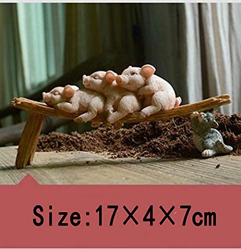 Amusing Three Lazy Pigs & Cat Statue Figurine Ornament Home Garden Lawn Decor