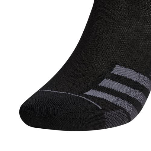 adidas Men's Superlite Stripe 3 Quarter Socks (3-Pair), Heather Dark Grey/Black/Night Grey, Large