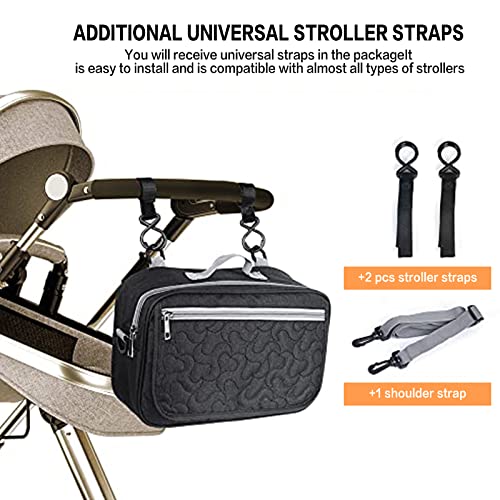 MOMIGO Baby Diaper Caddy Bag with Changing Pad - Waterproof Changing Bag Baby Stroller Bag Nursery Storage Bin for Diapers, Wipes & Toys Mini Diaper Bag for Outdoor(Black