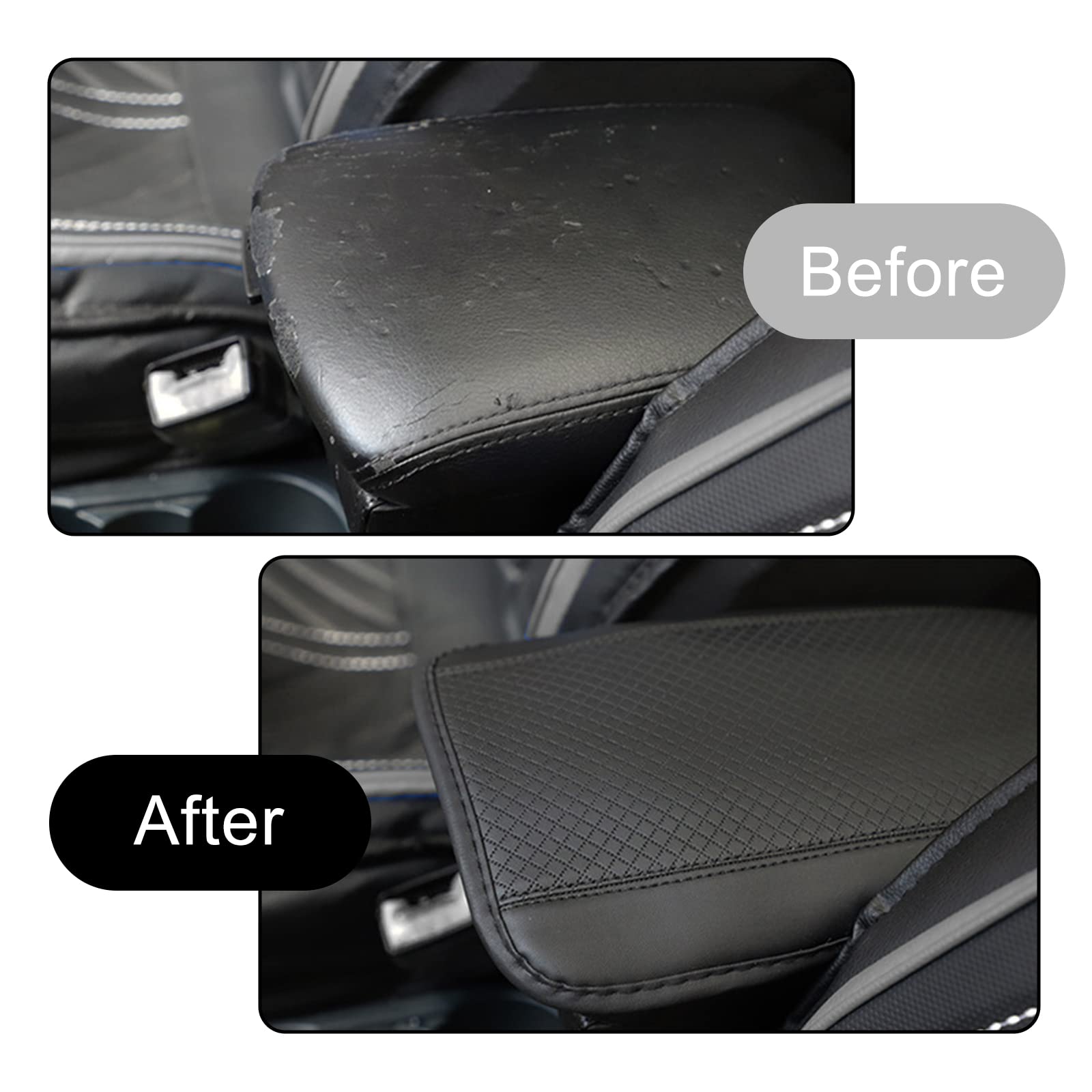 Ajxn 1 PC Center Console Armrest Pad, Four Seasons Universal Armrest Box Mat, Fiber Leather Embossing Waterproof Armrest Cover, Suitable for Most Vehicles, SUVs, Trucks Auto Interiors (Beige)