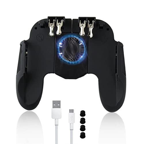 Acupress Mobile Game Controller with Silent Cooling Fans/Phone Holder, Phone Gamepad Fits for 4.7-6.5 inches (iOS/Android), for Music Games, FPS Games