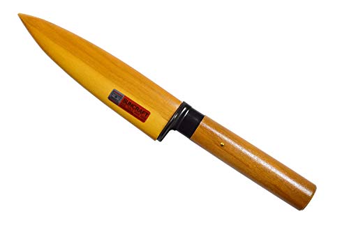 Seki Japan Professional Fruit Knife, Small Peeling Knife, Point Ended, 3.7-inch Stainless Steel Blade with Wooden Handle and Point Ended Sheath, for Kitchen and Outdoor
