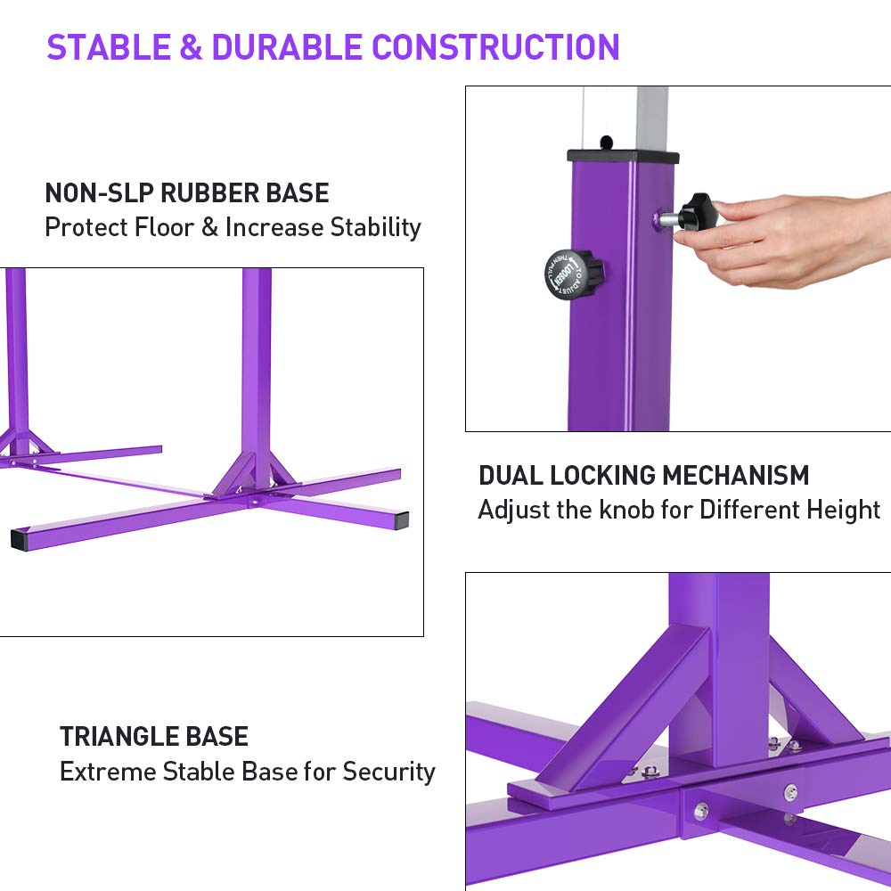 ALBAD Gymnastics Bar for Home, Gymnastic Training Bar, Expandable Junior Horizontal Kip Bar, Body Workout Bar, 3' to 5' Height Adjustable, 440 lbs Weight Capacity, Ideal for Indoors Practice