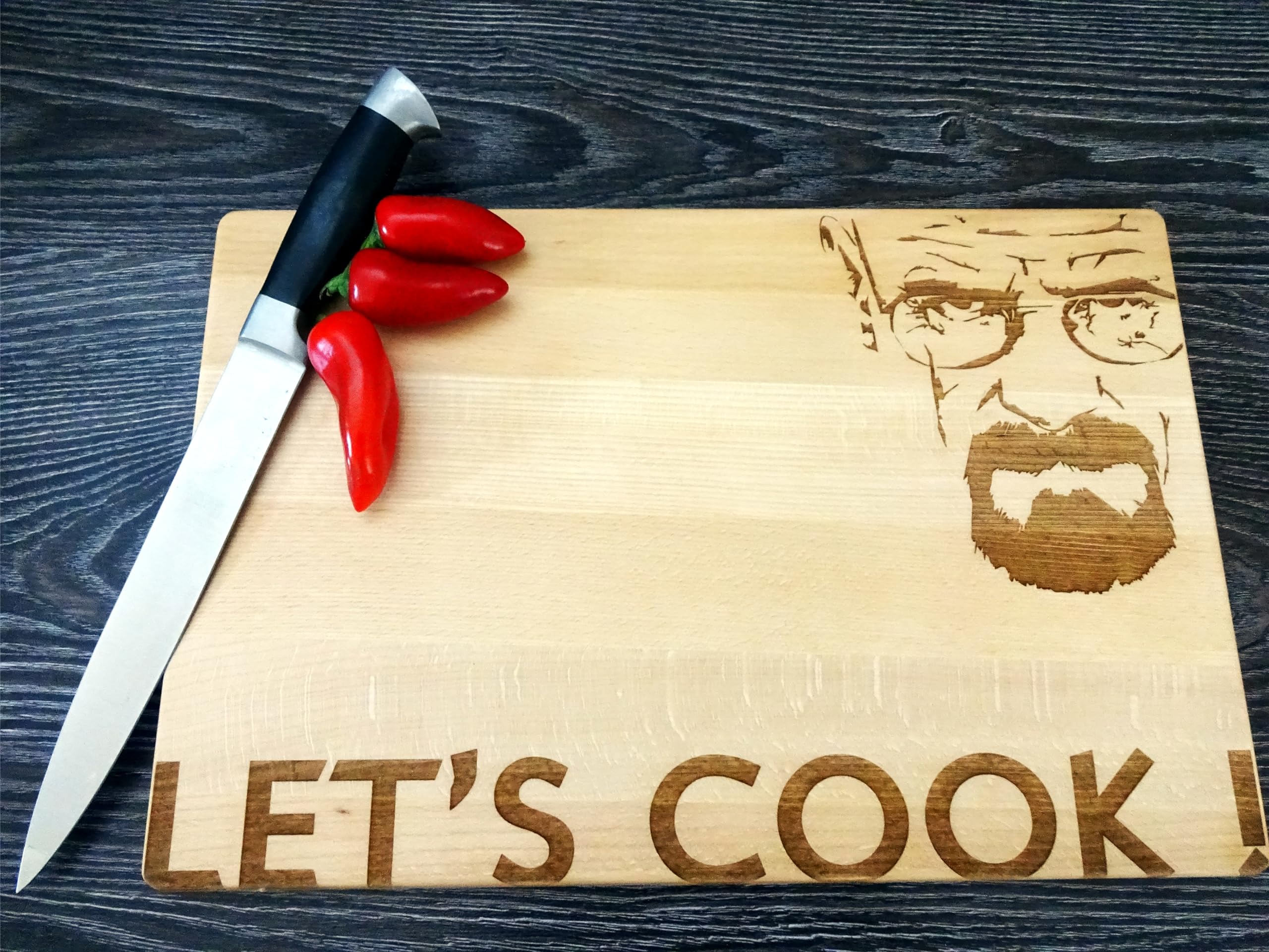 Algis Crafts | Cutting Board - LET'S COOK | Housewarming Gift for Newlyweds, Birthday, Wedding Gifts | Laser Engraved Board for Couples | Handmade Chopping Board For Kitchen