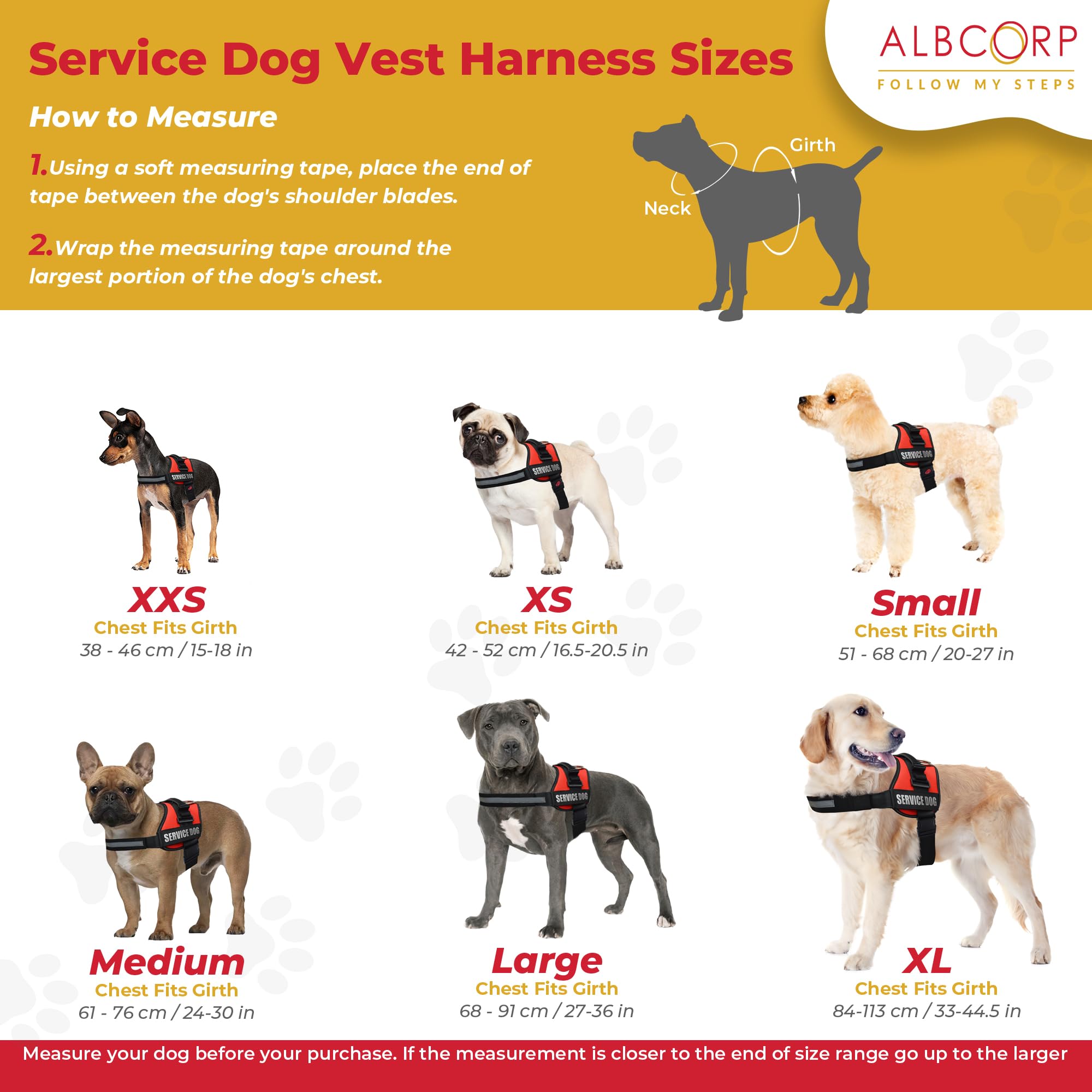 ALBCORP Service Dog Vest Harness - Reflective - Woven Polyester and Nylon, Comfy Mesh Padding - Sizes from XXS to XL β Service Dog Patches Included. Red Camo, Large