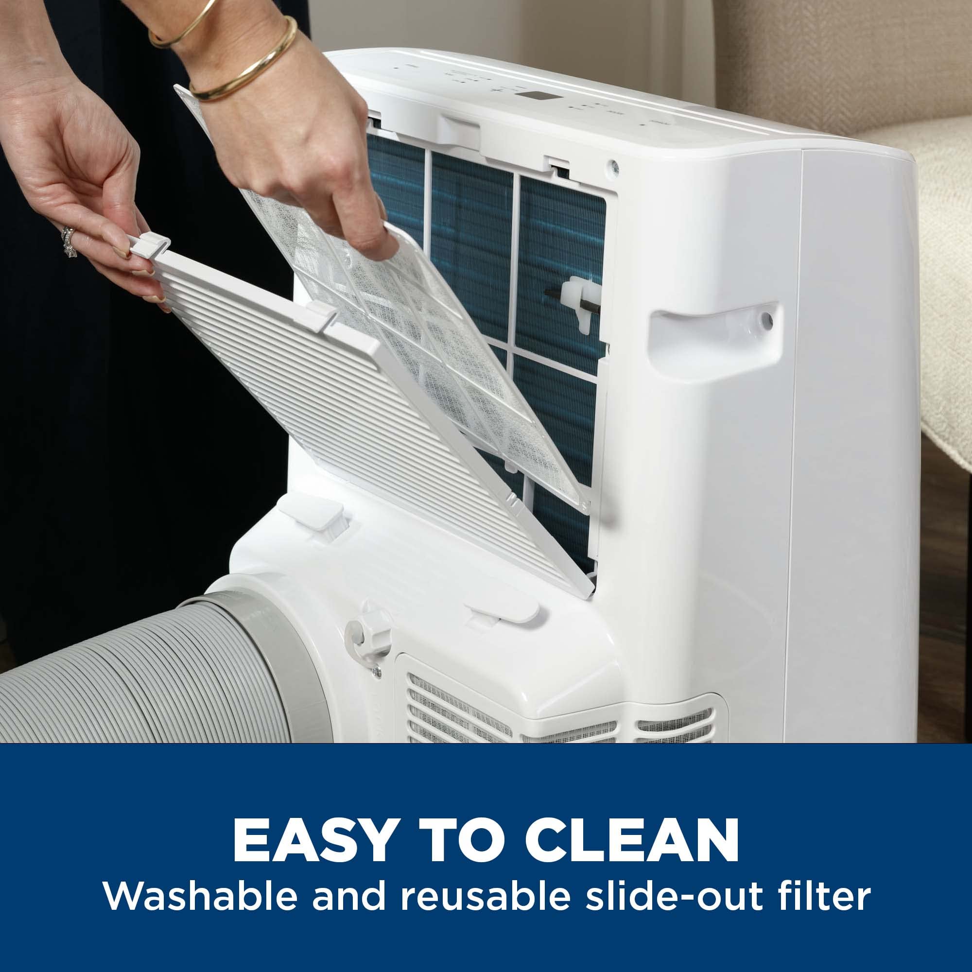 GE 11,000 BTU Portable Air Conditioner for Medium Rooms up to 450 sq ft. (7,800 BTU SACC), 3-in-1 with Dehumidify, Fan and Auto Evaporation, Included Window Installation Kit