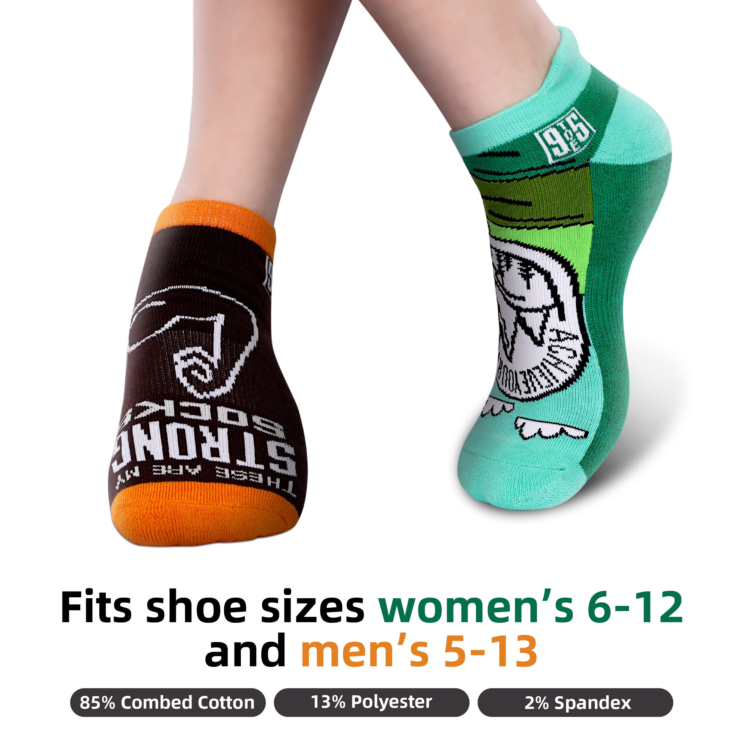 9Toe5 Funny Socks Men and Women Compression Socks No Show Socks Running Ankle Socks for Men and Women with Peak Design & Quotes Padded Sole (2PCS)