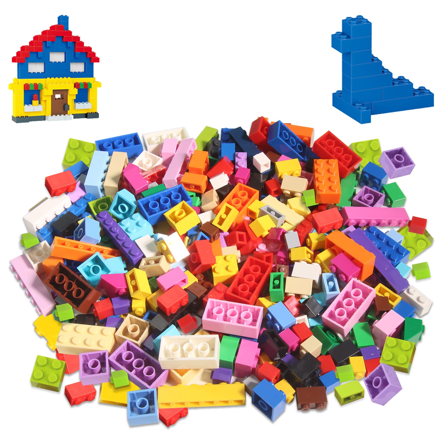 EKIND Regular Colors 8 Shapes Classic Educational Building Bricks Set - Compatible with All Major Brands - Cultivate Logic & Creativity for Kids (300 Pcs)