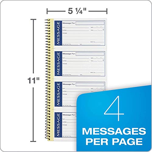 TOPS Adams Write 'N Stick Spiral Message Pad, 200 Carbonless Duplicate Sets Per Pad, 5.25 x 11 Inches, White/Yellow (SC1153WS) 4 PACK