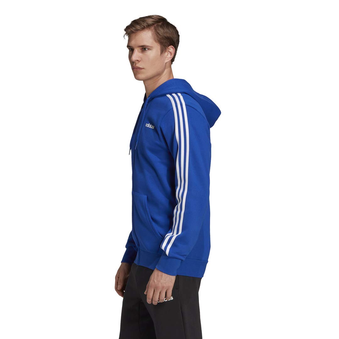 adidas Male Essentials 3-Stripes Full-Zip Fleece, Team Royal Blue/White , M