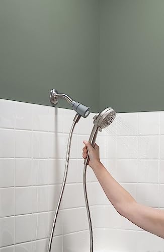 Moen Engage Magnetix Spot Resist Brushed Nickel 3.5-Inch Six-Function Eco-Performance Handheld Showerhead with Magnetic Docking System for Bathroom Shower, 26100SRN