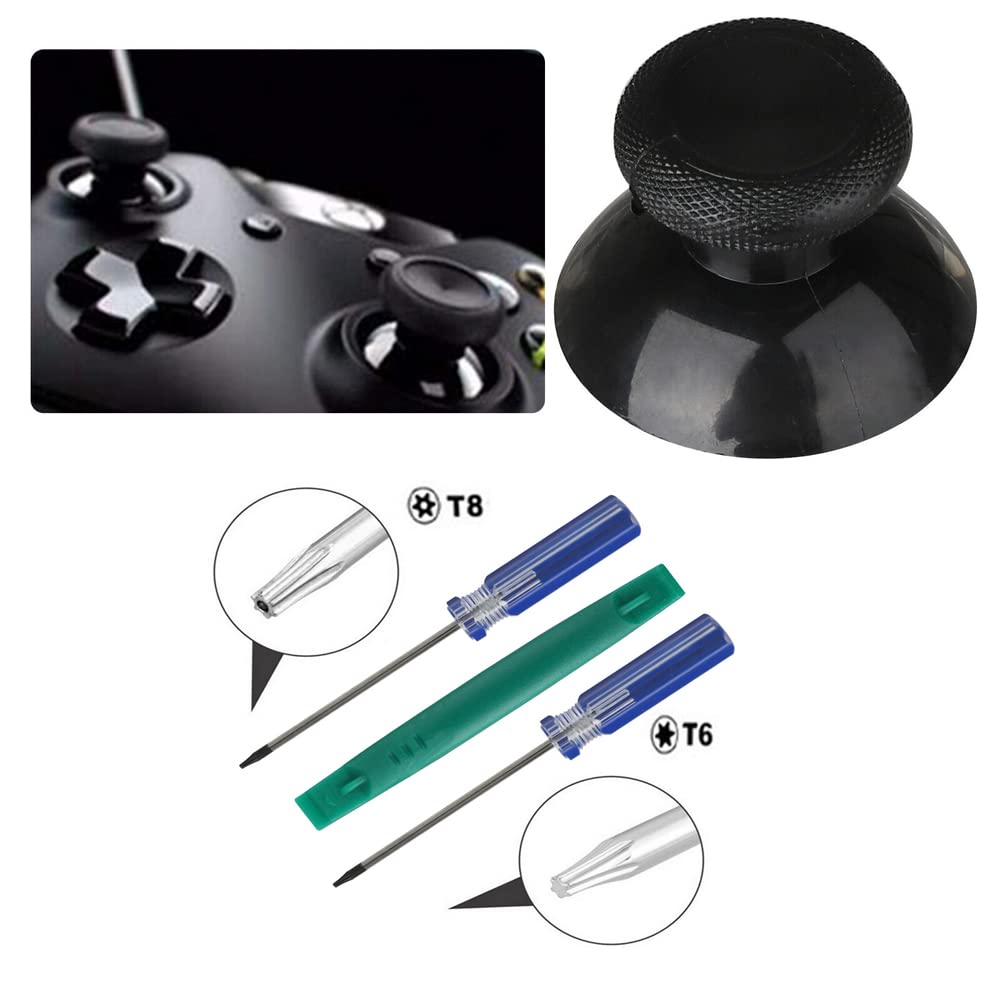 Acxico 1Set Analog Joystick Cap Repair Tool Kit for Xbox One Controller Replacement Thumbsticks Cap T6 T8 Torx Screwdriver Thumbstick Caps Repair Set