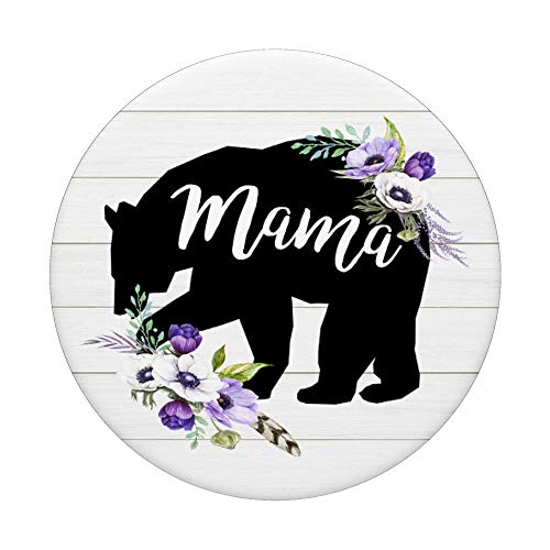 Rustic Mama Bear Watercolor Purple Floral on White PopSockets PopGrip: Swappable Grip for Phones & Tablets