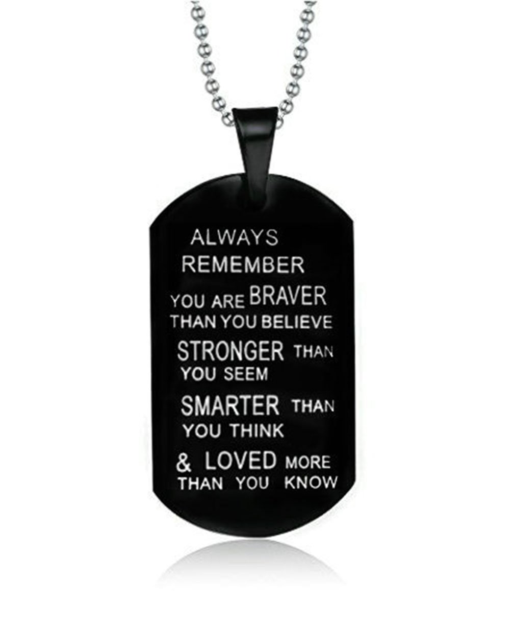Always Remember You are Braver Stronger Smarter Than You Think Pendant Necklace Family Friend Gift Unisex