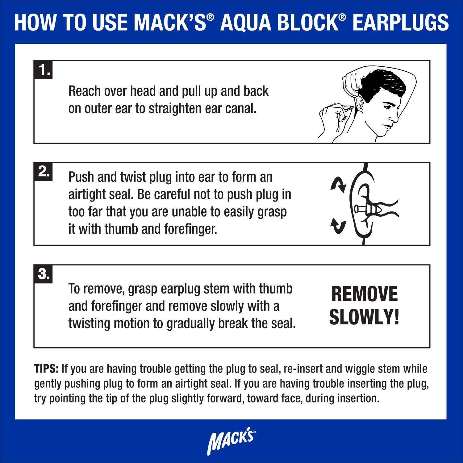 Mack's AquaBlock Swimming Earplugs, 2 Pair - Comfortable, Waterproof, Reusable Silicone Ear Plugs for Swimming, Snorkeling, Showering, Surfing and Bathing (Purple)