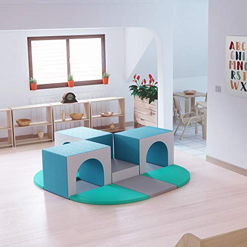 ECR4Kids SoftZone Triple Tunnel Maze, Toddler Playset, Contemporary, 9-Piece