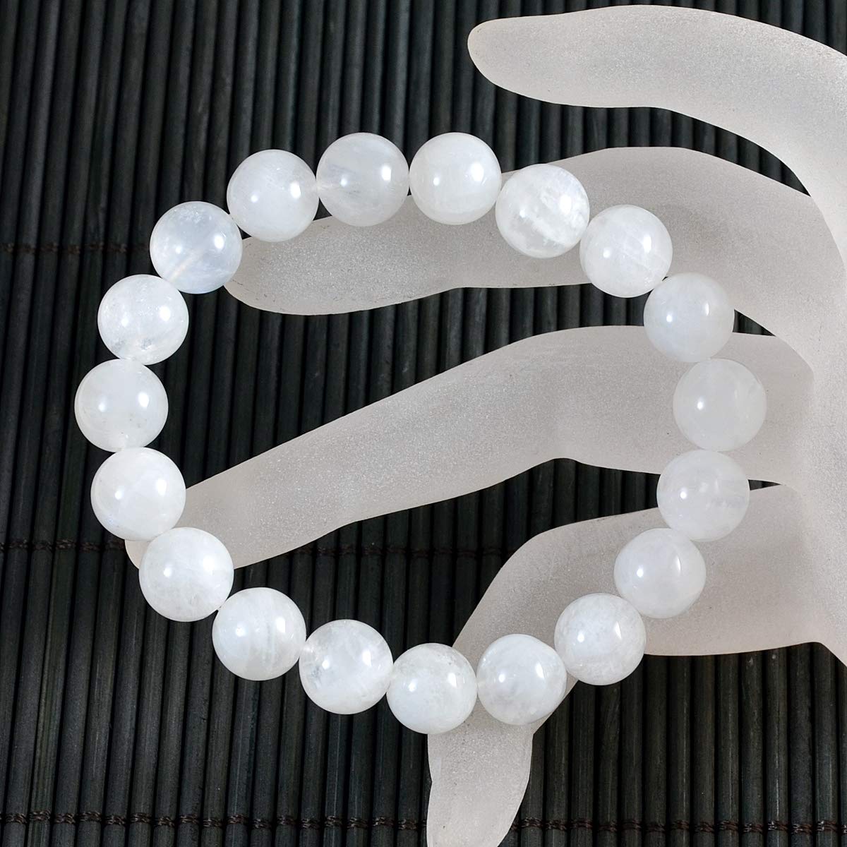 AD Beads Natural Gemstone Round Beads Stretch Bracelet Healing Reiki 10mm (Moonstone)