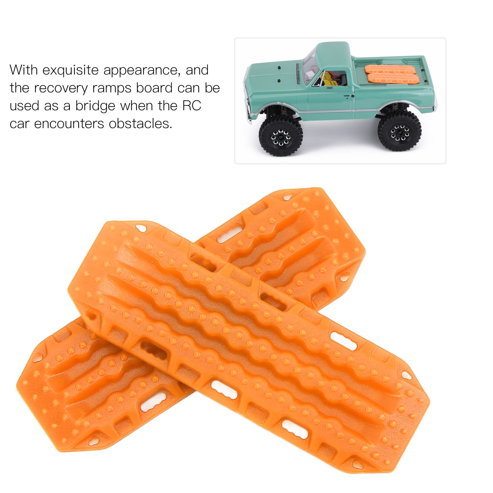 Dilwe 2pcs RC Sand Ladder, RC Plastic Recovery Ramps Board Compatible with 1/24 1/18 RC Car(Orange)