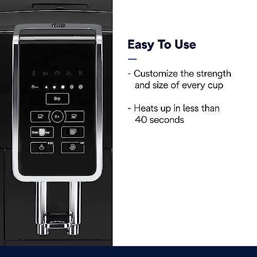 Dinamica Espresso Machine, Black - Automatic Bean-to-Cup Brewing, Built-In Steel Burr Grinder & Manual Frother - One-Touch Hot & Iced Coffee - Easy Cleanup