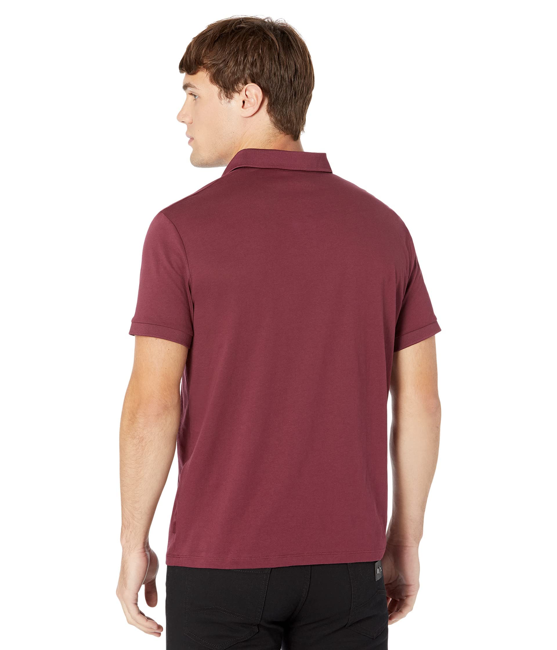 A | X ARMANI EXCHANGE Men's Short Sleeve Milano/New York Logo Jersey Polo Shirt, Windsor Wine, L