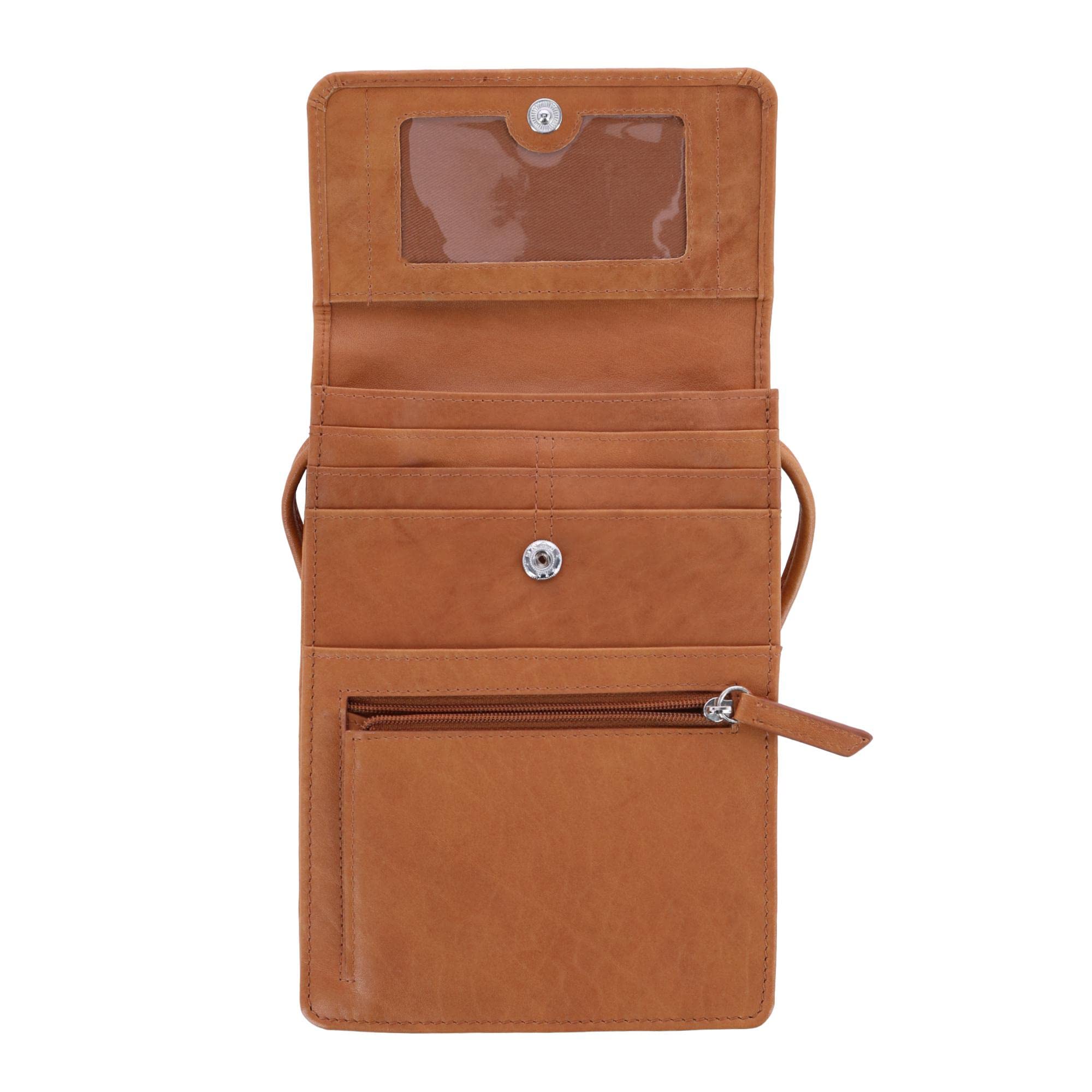 ili New York 6824 Leather Crossbody Organizer with RFID Blocking Lining (Antique Saddle)
