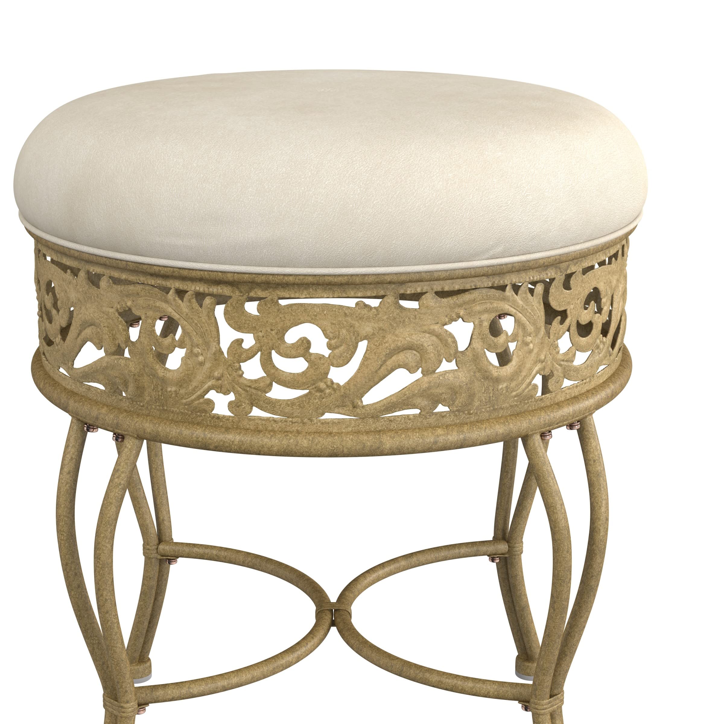 Hillsdale Villa III Upholstered Backless Vanity Stool, Antique Beige