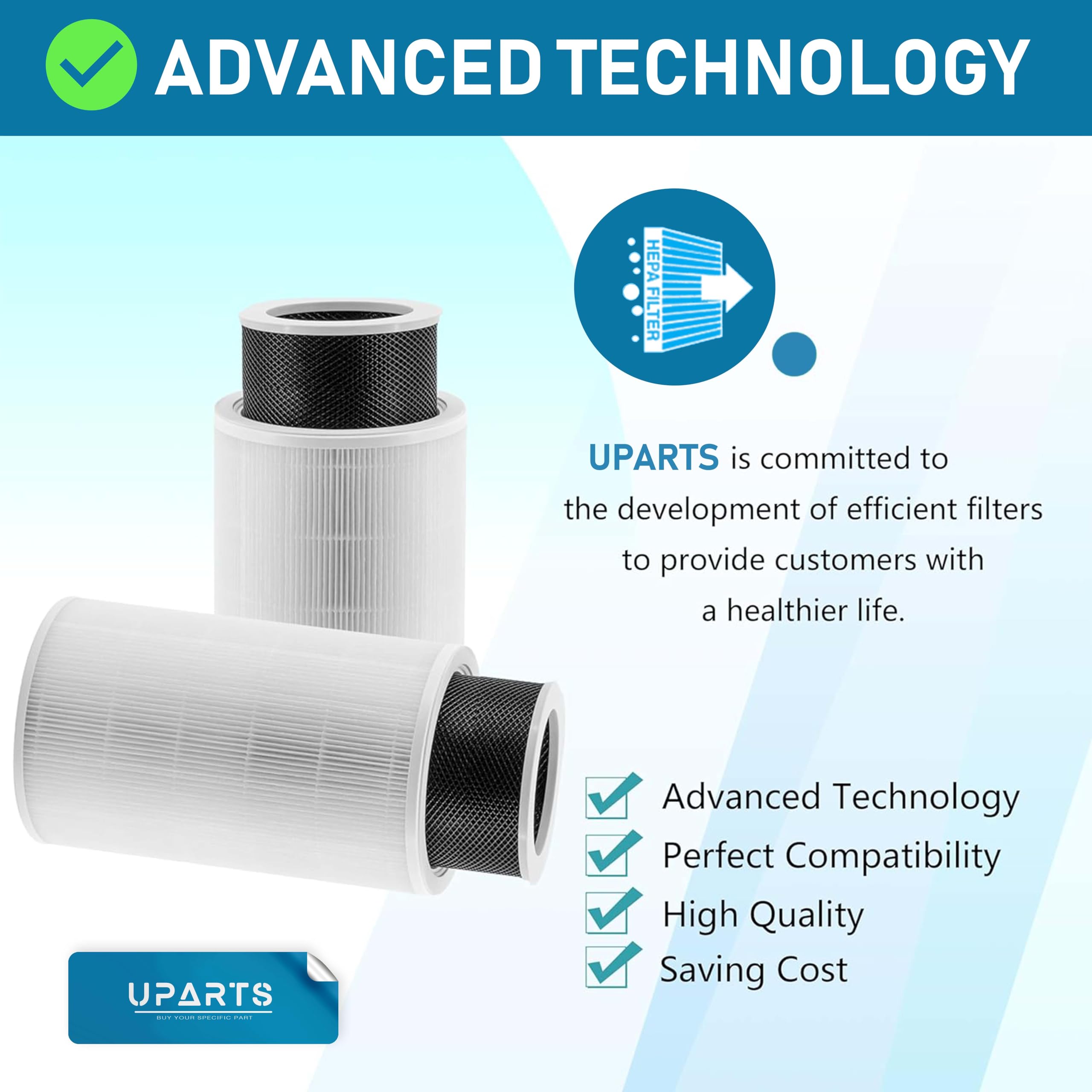 AD1000 Replacement Filter, Compatible with AIRDOCTOR AD1000 Air Purifier 【2-Pack】