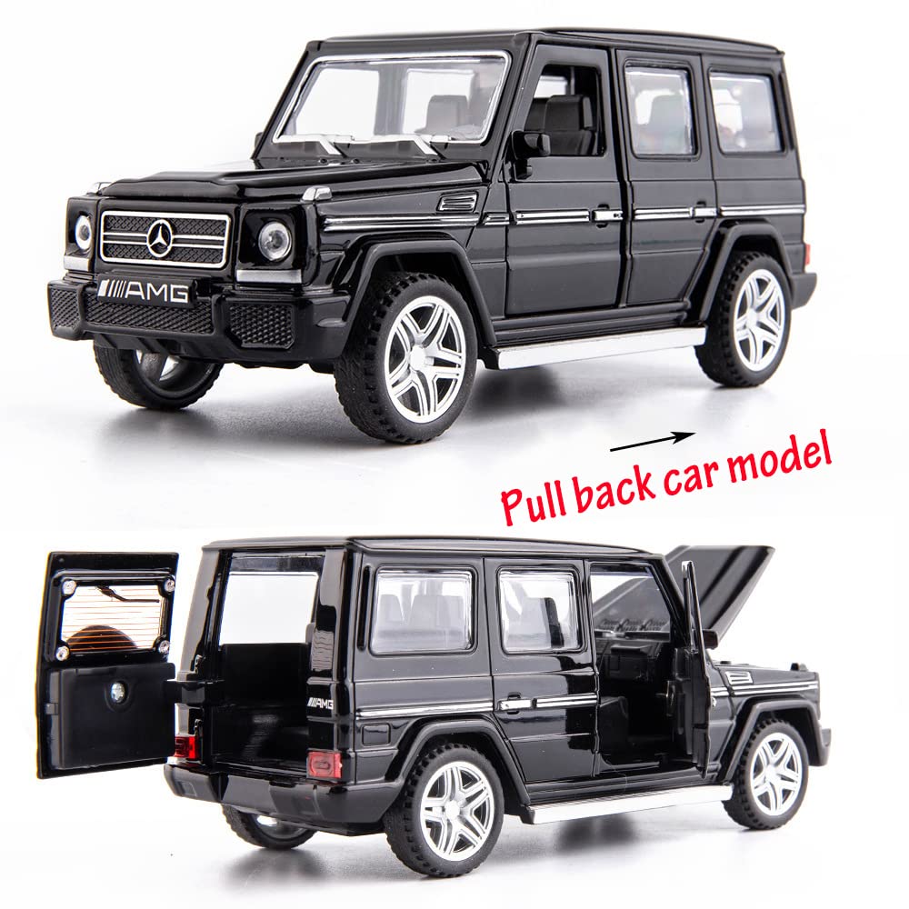 iLooboo Alloy Collectible Black Benz G65 AMG Toy Car Model Pull Back Die-Cast Vehicle with Lights and Sound