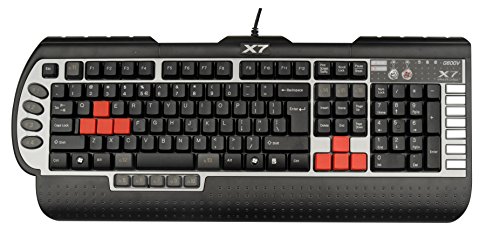 A4tech X7 G800V Wired Silent Gaming keyboard with wide palm rest - quiet for pc gaming - one handed macro access - non rgb mechanical