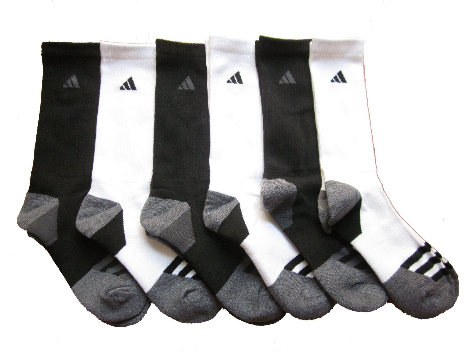 adidas Mens Athletic Crew Socks (6-Pack) (White/Black (Grey/Black Trim))