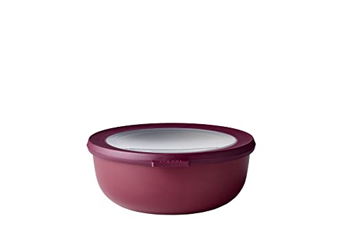 MEPAL, Cirqula Multi Food Storage and Serving Bowl with Lid, Food Prep Container, Shallow, Nordic Berry, 1.3 Quarts (1.25 Liters, 42 ounces), 1 Count