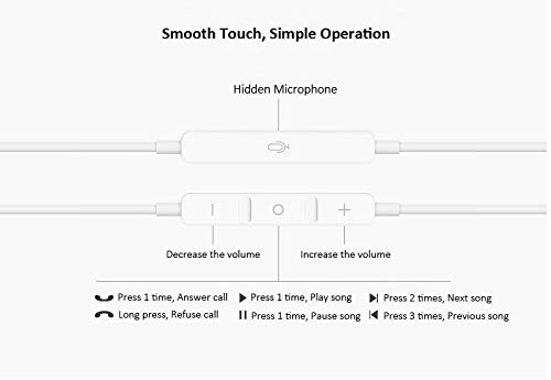 Wired Earbuds HiFi Stereo Headphones Earphones w/Microphone USB Type C Connector only Fit for Huawei P30 Pro, P20 Pro, Mate 30 Pro, Mate 20 Pro, Mate 10 Pro, Xiaomi Mi 9, Mi 9 SE, Mi 8, Mi A2 (White)