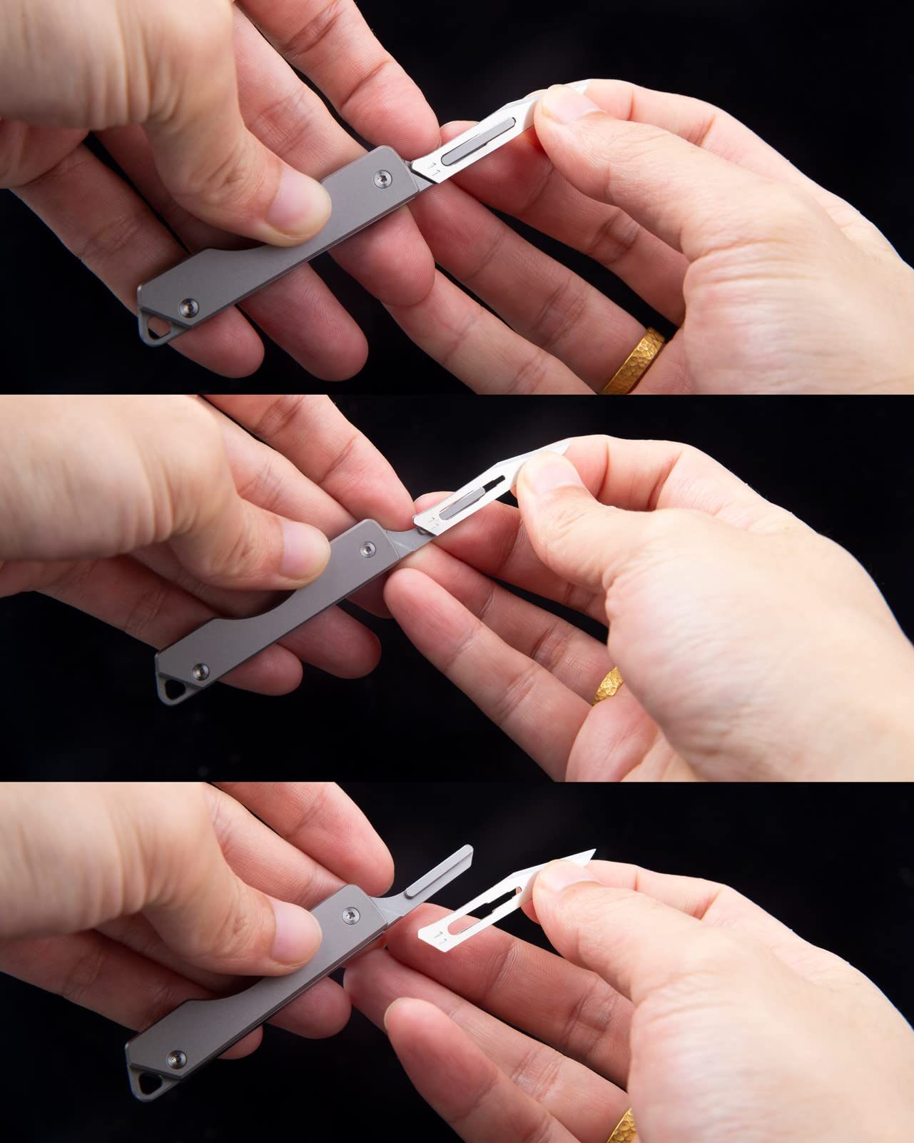 ainhue A23 Mini Scalpel Folding Pocket Knife with 10pcs #11 Replaceable Blade,2.3 inches TC4 Titanium Handle SlipJoint Utility EDC Knives
