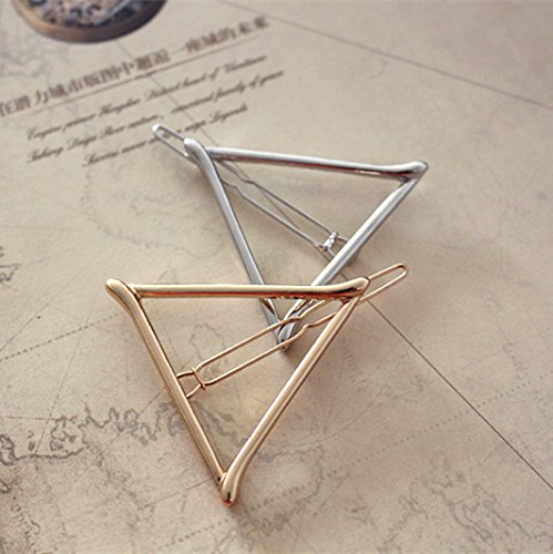 Minimalist Geometric Triangle Hair Clip, Dainty Hollow Metal Hairpin Clamps Accessories Barrettes Bobby Pin Ponytail Holder Statement (Gold and Silver)