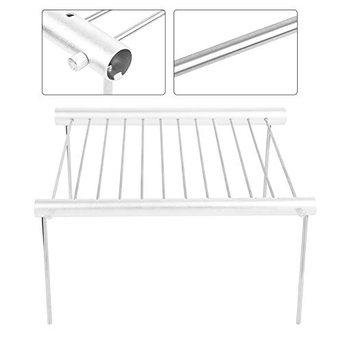 BBQ Grill Rack, Stainless Steel Folding Charcoal BBQ Rack Portable Simple Barbeque Grill Rack 12 inch for Outdoor Grill Camping Cooking Picnics