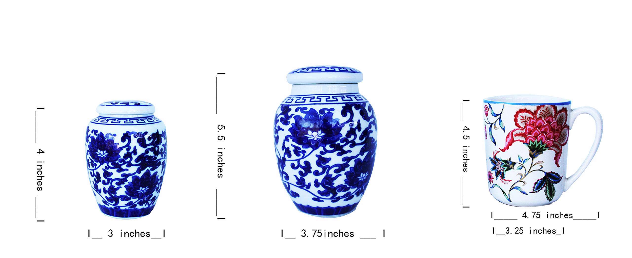 Decorative Blue and White Lotus Pattern Porcelain Storage Container or Display Unit. Small