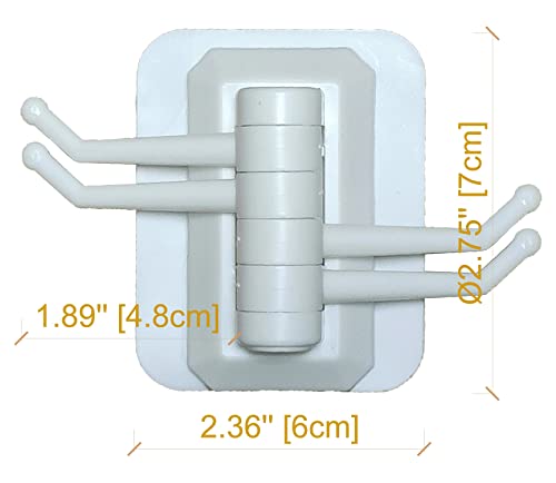 Fineget Wall Adhesive Hooks for Hanging Bathroom Kitchen Door Hooks 4 Rotatable Arms Round Heavy Duty Hooks White 2 Pairs