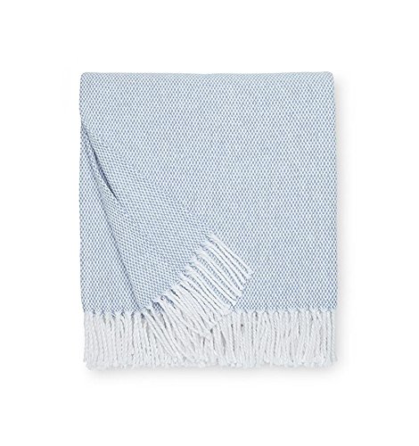 Sferra Terzo 100% Brushed Cotton Throw - Ocean/White