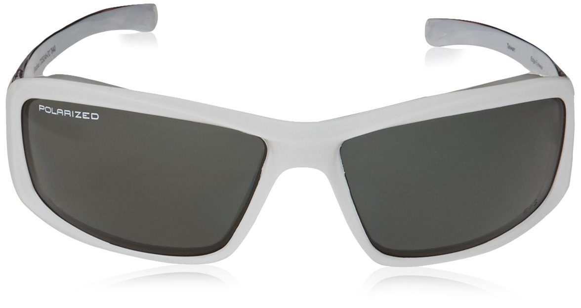 Edge TXB216-S Brazeau Polarized Wrap-Around Safety Glasses, Anti-Scratch, Non-Slip, UV 400, Military Grade, ANSI/ISEA & MCEPS Compliant, 5.04" Wide, Black & Gray Winged Skull Frame/Smoke Lens